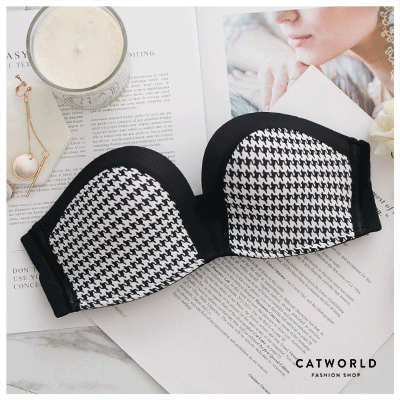 穿搭神器。無鋼圈超防滑無肩帶內衣（千鳥格）A.B.C杯-Catworld