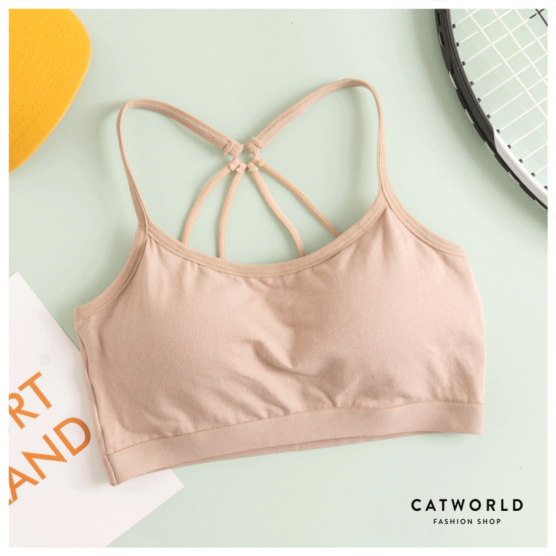 棉質交叉線條美背運動小可愛BRA TOP-Catworld