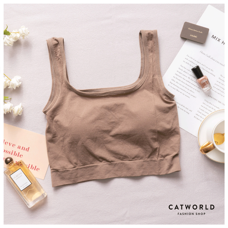 前後方領短版背心BRA TOP-Catworld